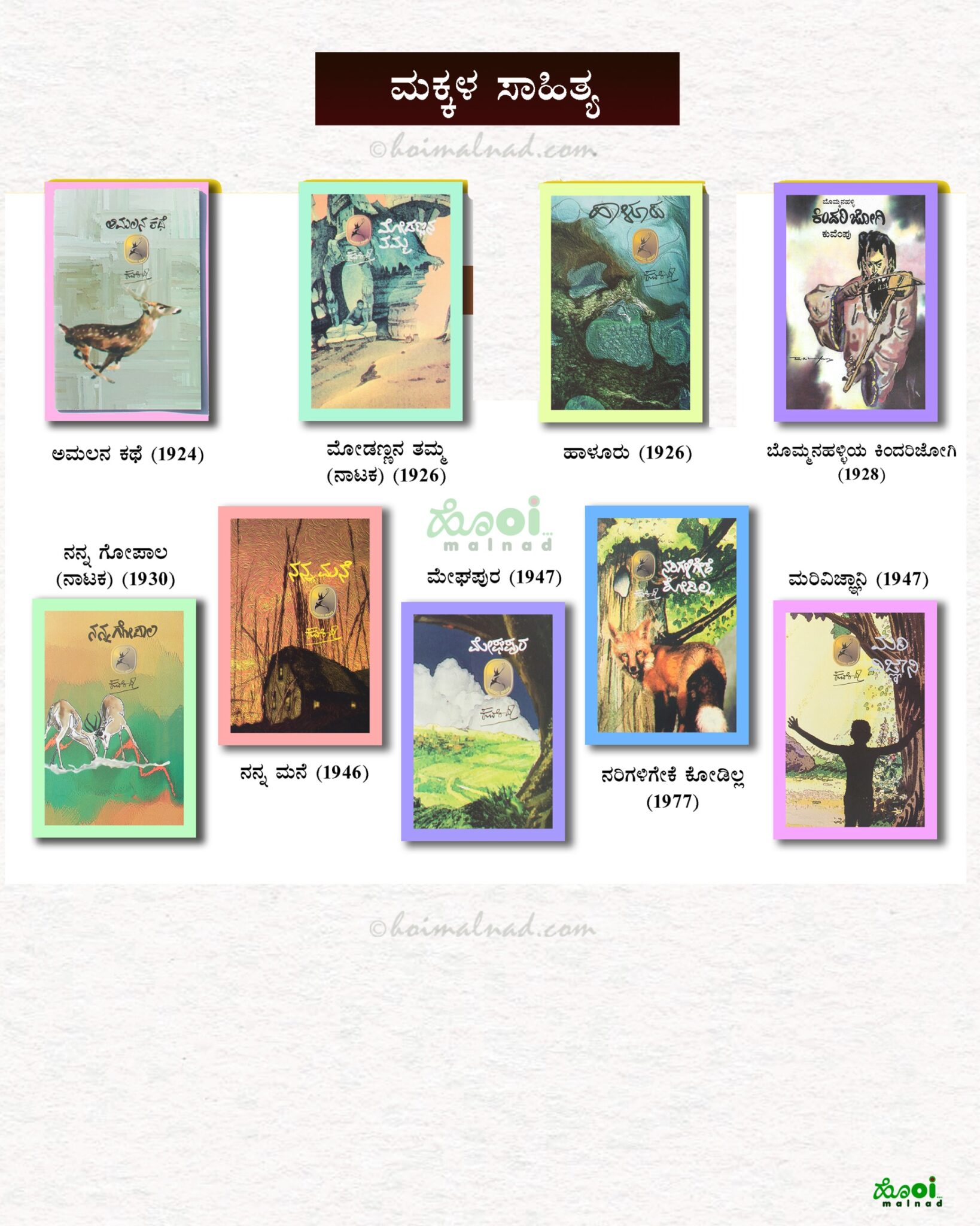 Kuvempu books list - ಕುವೆಂಪು ಕೃತಿಗಳು - Hoi malnad
