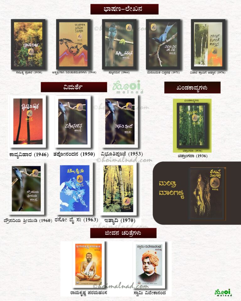 Kuvempu books list - ಕುವೆಂಪು ಕೃತಿಗಳು - Hoi malnad