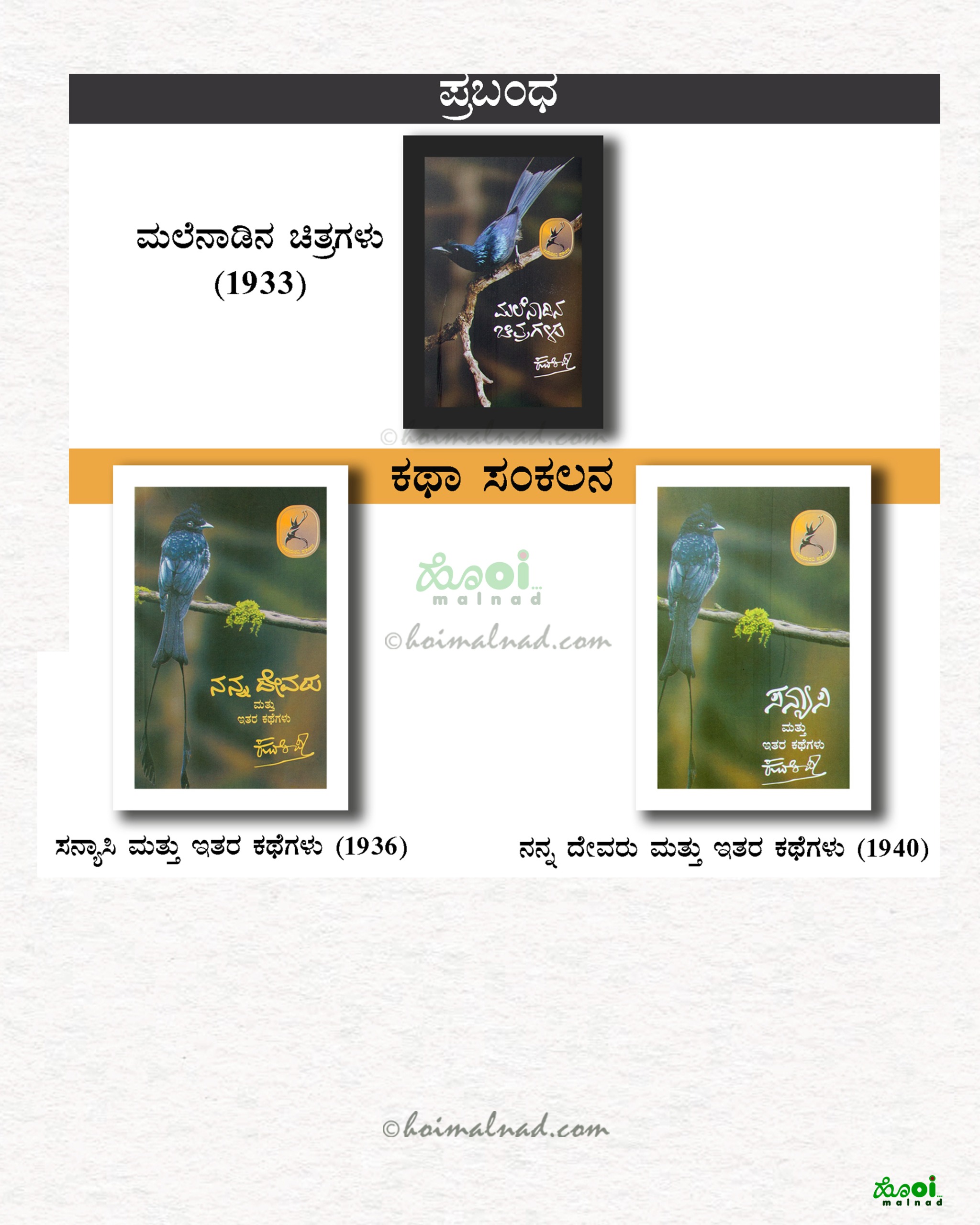 Kuvempu books list - ಕುವೆಂಪು ಕೃತಿಗಳು - Hoi malnad